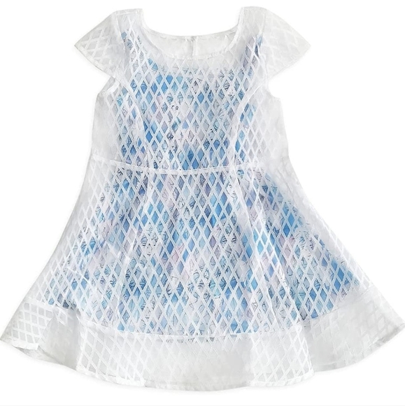 Disney | Dresses | Disney Frozen Sheer White Capped Sleeve Dress ...